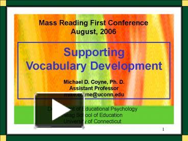 PPT – Supporting Vocabulary Development PowerPoint presentation | free ...