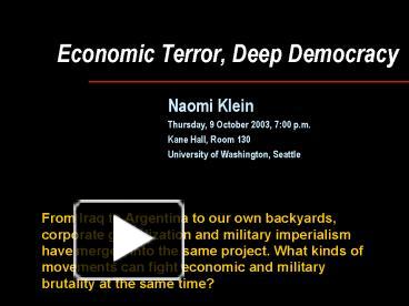 PPT – Economic Terror, Deep Democracy PowerPoint presentation | free to ...