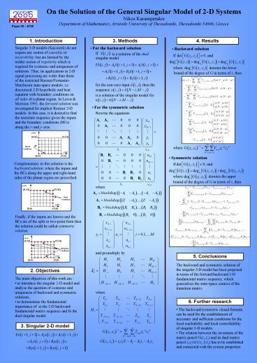 On the Solution of the General Singular Model of 2D Systems ...