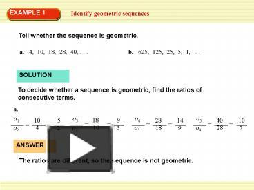 PPT – Identify geometric sequences PowerPoint presentation | free to ...