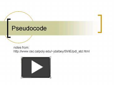 Pseudocode presentation | free to view