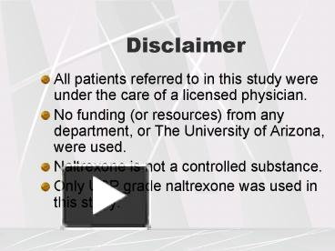 PPT – Disclaimer PowerPoint presentation | free to view - id: 130e6e-MWQzY