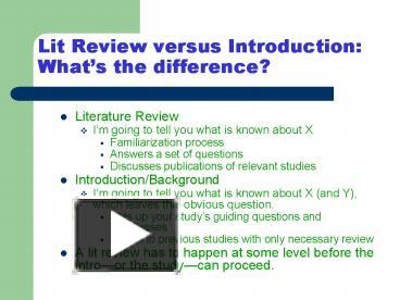 PPT – Lit Review versus Introduction: Whats the difference PowerPoint ...