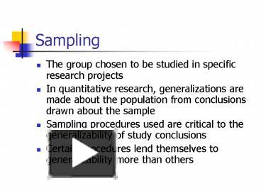 PPT – Sampling PowerPoint presentation | free to view - id: 13120f-ZGRkN