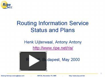 PPT – Routing Information Service Status and Plans PowerPoint ...