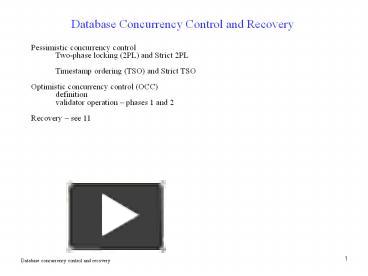 Database Concurrency Control and Recovery presentation | free to download