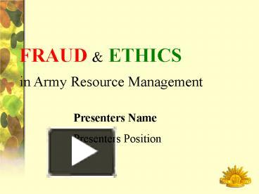 Fraud presentation | free to view