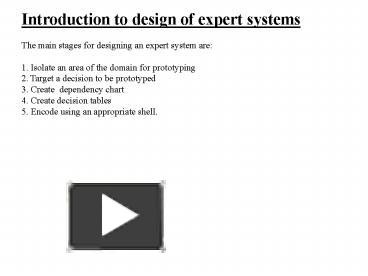 PPT – Introduction to design of expert systems PowerPoint presentation ...