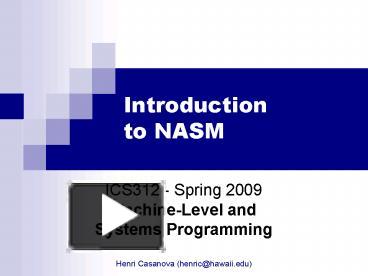 PPT – Introduction to NASM PowerPoint presentation | free to view - id ...