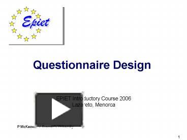Questionnaire Design presentation | free to view