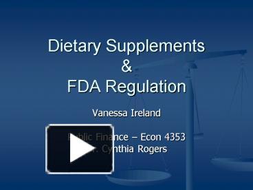 Dietary Supplements presentation | free to view