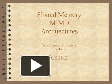 PPT – Shared Memory MIMD Architectures Sima, Fountain and Kacsuk ...