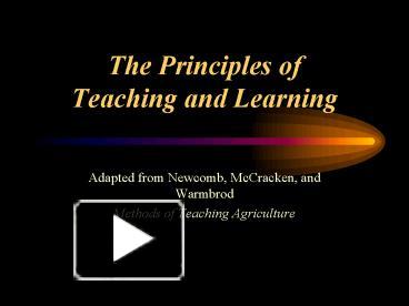 The Principles of Teaching and Learning presentation | free to view