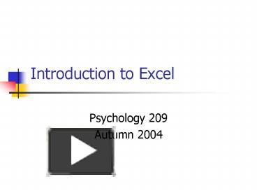 PPT – Introduction to Excel PowerPoint presentation | free to view - id ...