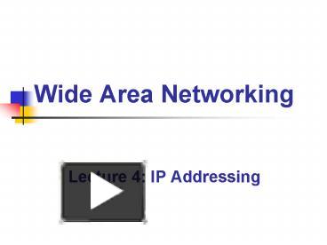 PPT – Wide Area Networking Lecture 4: IP Addressing PowerPoint ...