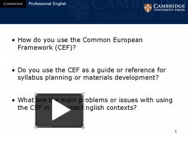 How do you use the Common European Framework CEF presentation | free to ...