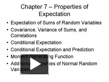 PPT – Chapter 7 Properties of Expectation PowerPoint presentation ...