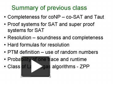 Summary of previous class presentation | free to view