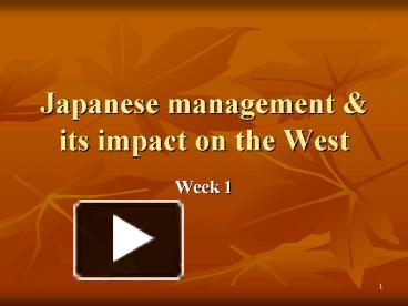 Japanese management presentation | free to view