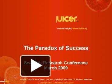 The Paradox of Success presentation | free to view