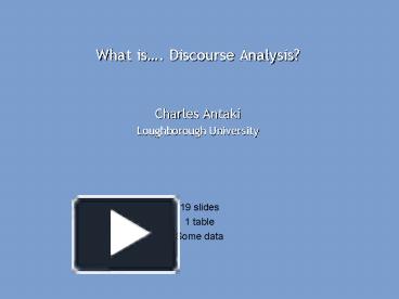 What is' Discourse Analysis presentation | free to view