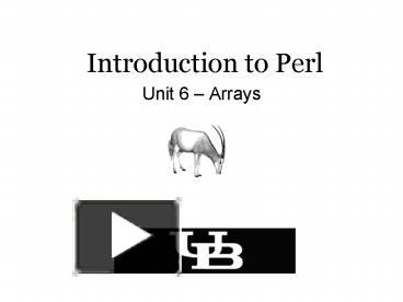 Introduction to Perl presentation | free to view