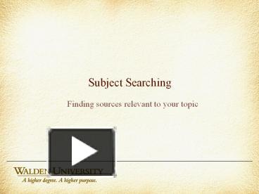Subject Searching presentation | free to view