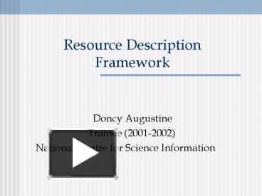 Resource Description Framework presentation | free to view