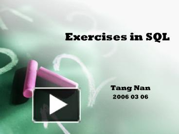 Exercises in SQL presentation | free to view