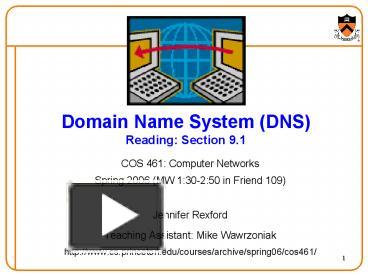 PPT – Domain Name System DNS Reading: Section 9.1 PowerPoint ...
