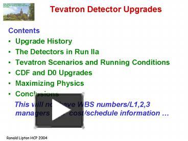 Tevatron Detector Upgrades presentation | free to download