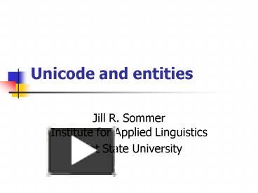 Unicode and entities presentation | free to view