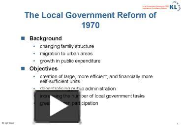 The Local Government Reform of 1970 presentation | free to view