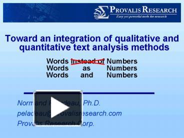 Toward an integration of qualitative and quantitative text analysis ...