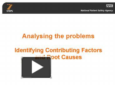 Analysing the problems Identifying Contributing Factors and Root Causes ...