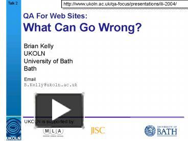 QA For Web Sites: What Can Go Wrong presentation | free to download
