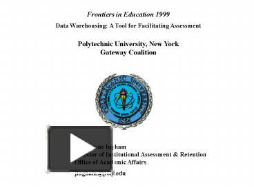 PPT – Frontiers in Education 1999 PowerPoint presentation | free to ...