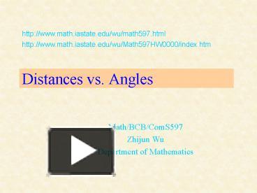 PPT – Distances vs. Angles PowerPoint presentation | free to view - id ...
