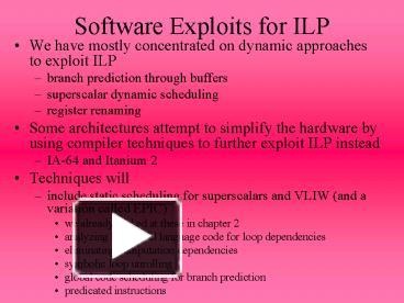 PPT – Software Exploits for ILP PowerPoint presentation | free to view ...