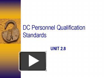 PPT – DC Personnel Qualification Standards PowerPoint presentation ...