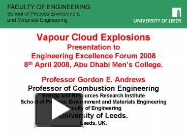 Vapour Cloud Explosions presentation | free to view