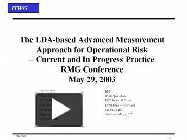 The LDA-based Advanced Measurement Approach for Operational Risk ...