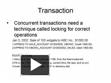 PPT – Transaction PowerPoint presentation | free to view - id: 13560e-MWNhM