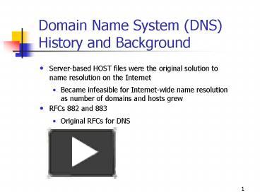 PPT – Domain Name System DNS History and Background PowerPoint ...