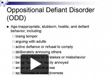 Oppositional Defiant Disorder ODD presentation | free to view