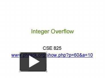 Integer Overflow presentation | free to view