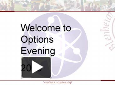 Welcome to Options Evening presentation | free to view