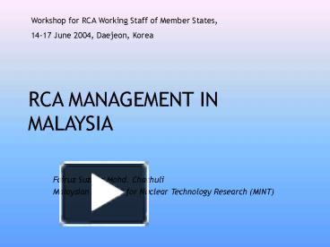 PPT – RCA MANAGEMENT IN MALAYSIA PowerPoint presentation | free to view ...