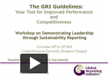 The GRI Guidelines: Your Tool for Improved Performance and ...