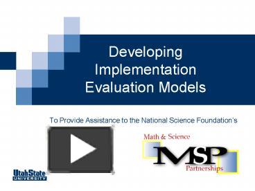 Developing Implementation Evaluation Models presentation | free to view